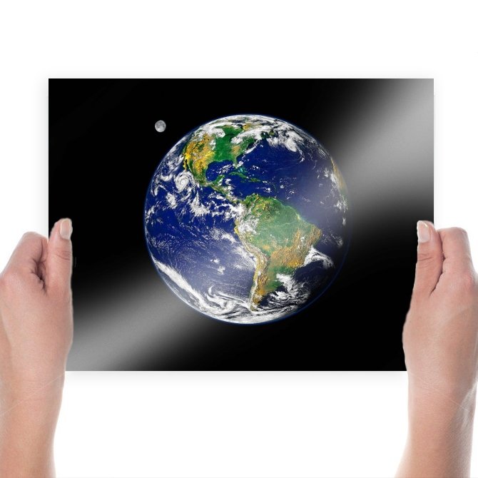 Earth And Moon From Space Art Poster Print 24x18 inch
