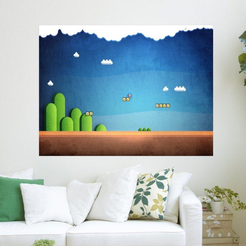Super Mario 8 Bit Art Poster Print 24x18 inch