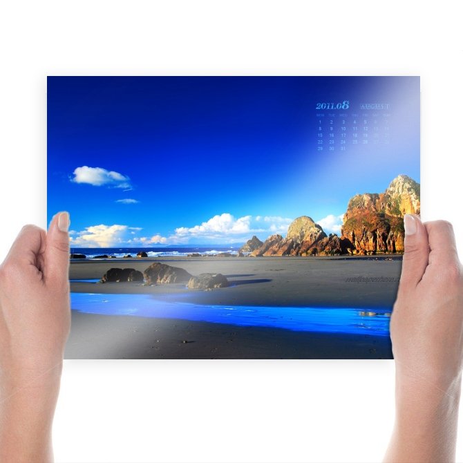 Hd Nature Beach Calendar Art Poster Print 24x18 inch