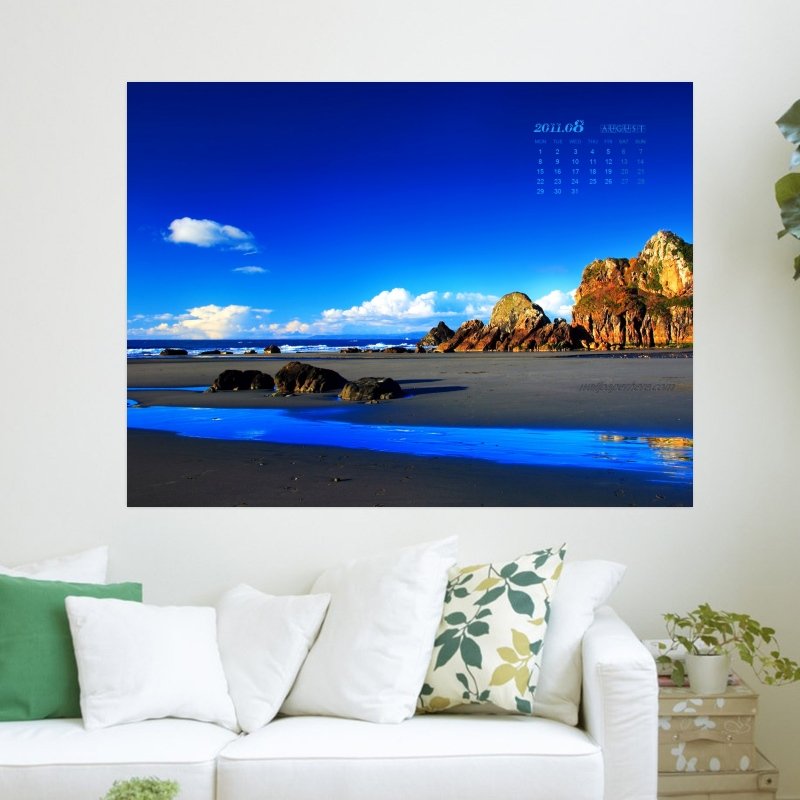 Hd Nature Beach Calendar Art Poster Print 24x18 inch