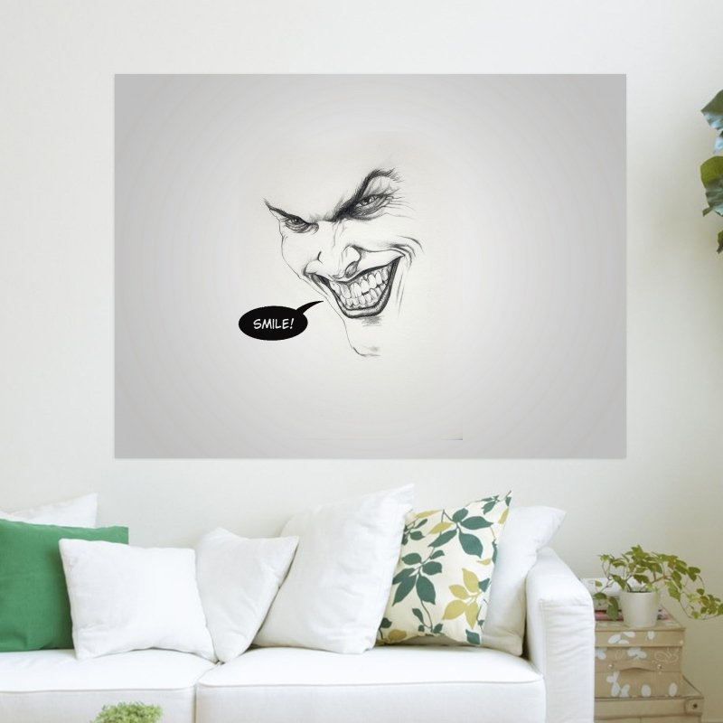 Creepy Smile Art Poster Print 24x18 inch