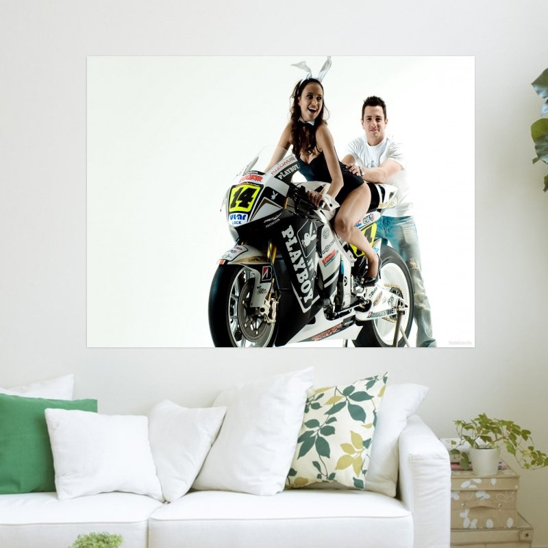 Bunny Bike Art Poster Print 24x18 inch