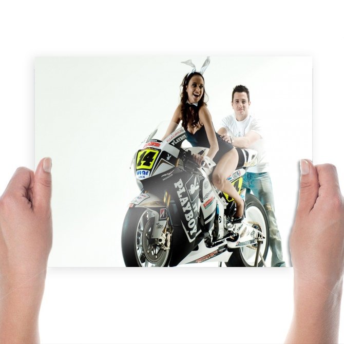 Bunny Bike Art Poster Print 24x18 inch