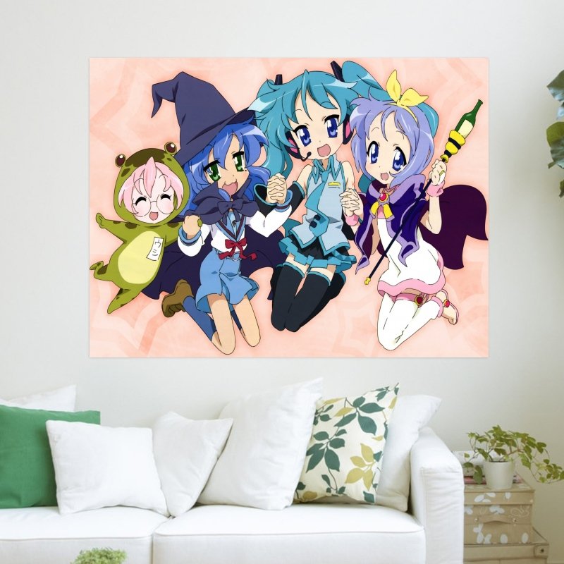 Miku And Lucky Star Art Poster Print 24x18 inch