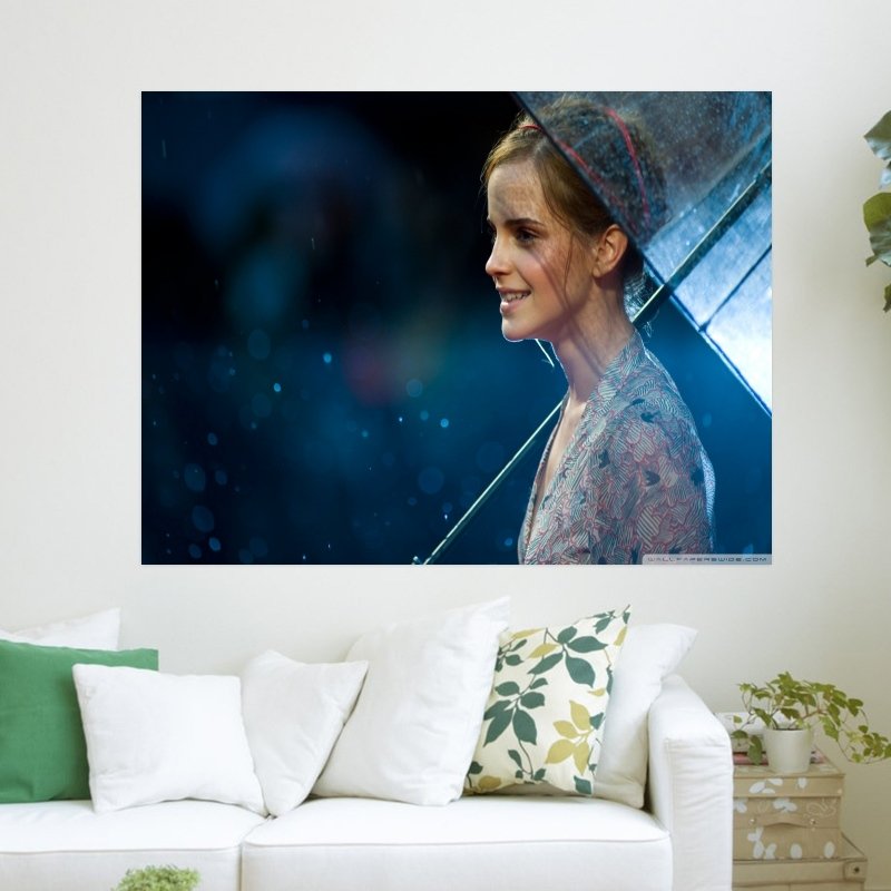 Emma Watson With Umbrella Art Poster Print 24x18 inch