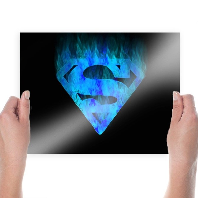 Superman Blue Flame Art Poster Print 24x18 inch