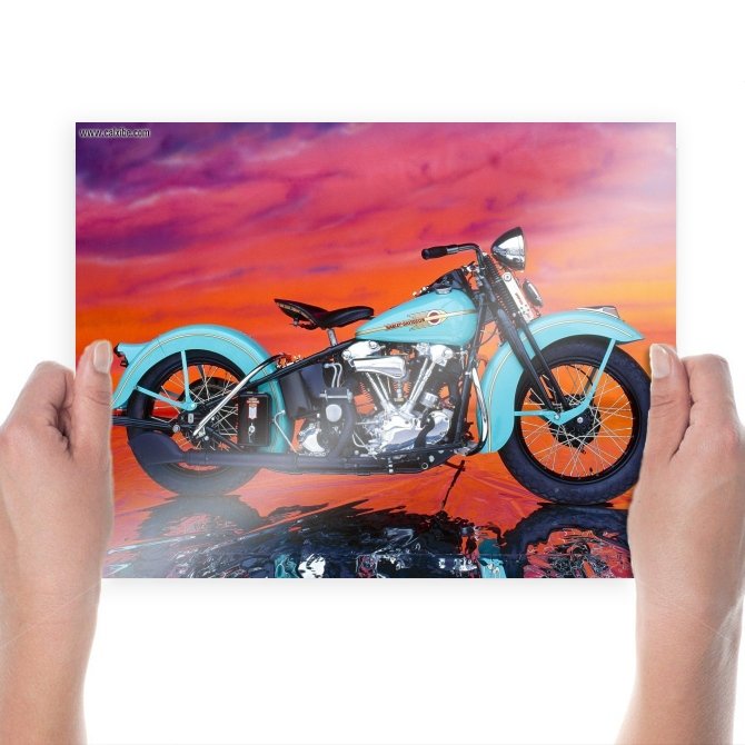 Harley Davidson El Knucklehead Art Poster Print 24x18 inch