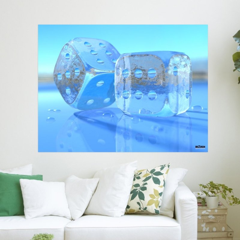 Ice Dice Art Poster Print 24x18 inch