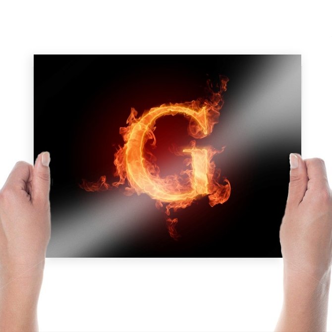 Burning Fire Letter G Art Poster Print 24x18 inch