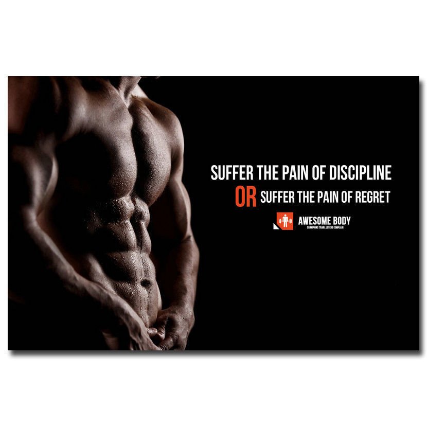 Bodybuilding Fitness Motivational Art Poster Gym Room Decor 32x24