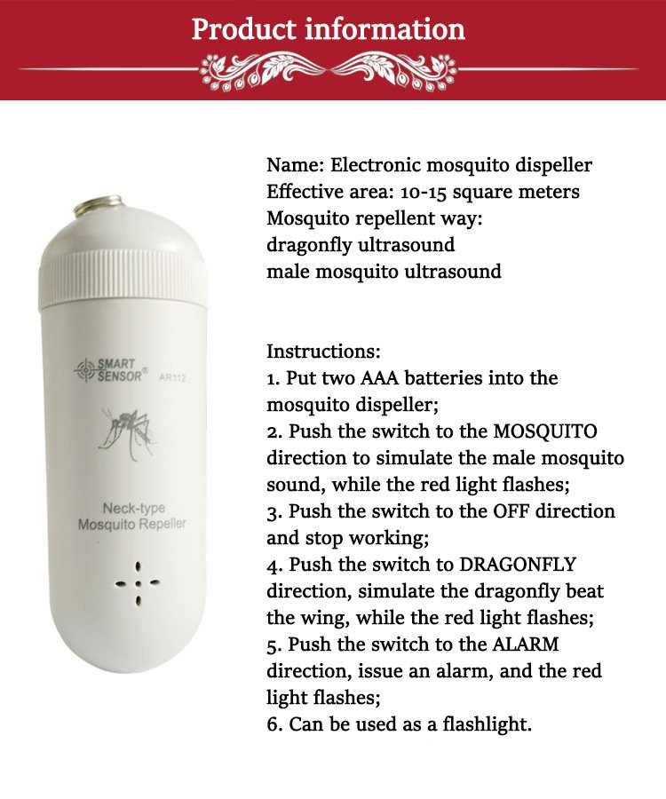 Electronic Mosquito Dispeller Flashlight Ultrasonic Insect Repellent