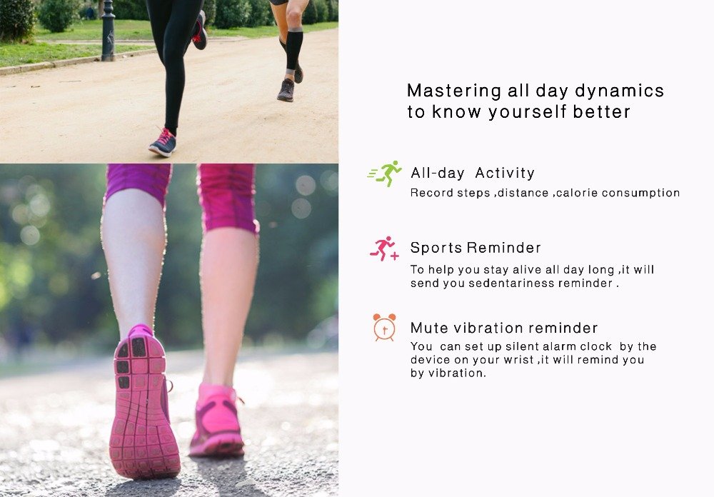 Dynamic Heart Rate Monitor Pedometer Waterproof Smart Wristband USB ...