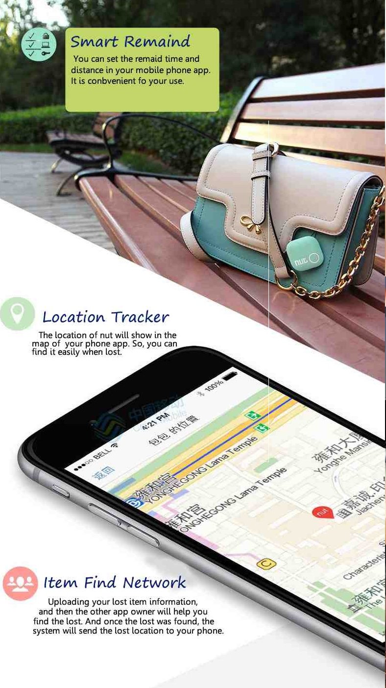 Mini Smart Alarm Nut 2 Tracker Locator For iPhone Android