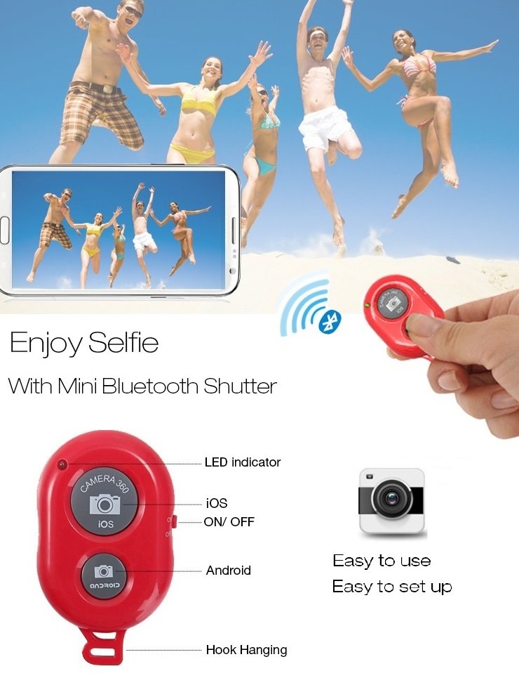 Universal Wireless Bluetooth Remote Selfie Shutter for iOS Android Phone