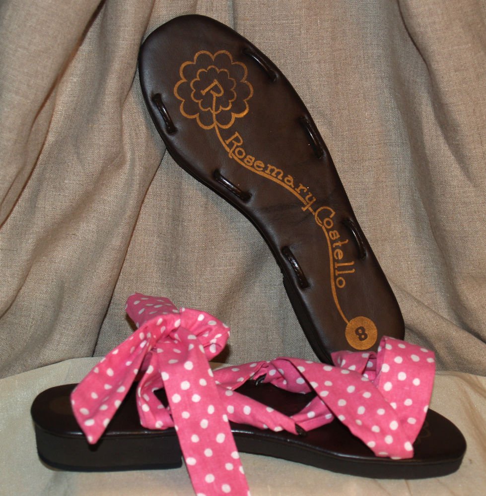 Rockabilly pin up pink and white polka dot sandals 6