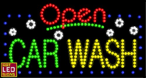 17" x 31" Animated Car Wash Open LED Sign