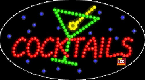 15" x 27" Animated Cocktails LED Sign