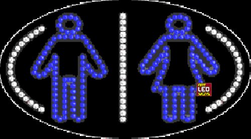 15" x 27" Animated Restrooms Logo LED Sign