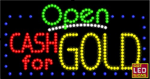 17" x 31" Animated Cash for Gold LED Sign with Border