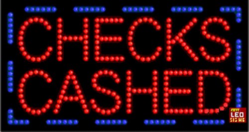 17" x 31" Animated Checks Cashed LED Sign with Border