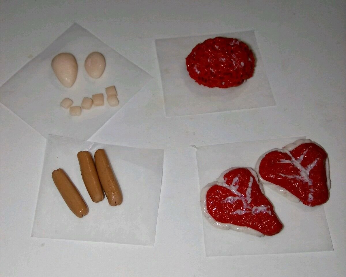 Miniature Meat Set Clay Food Chicken Hamburger Hot Dog Steak Dinner Meats