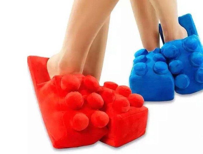 Building Block Adult Slippers Blue New Arrival Plush Warm Cozy