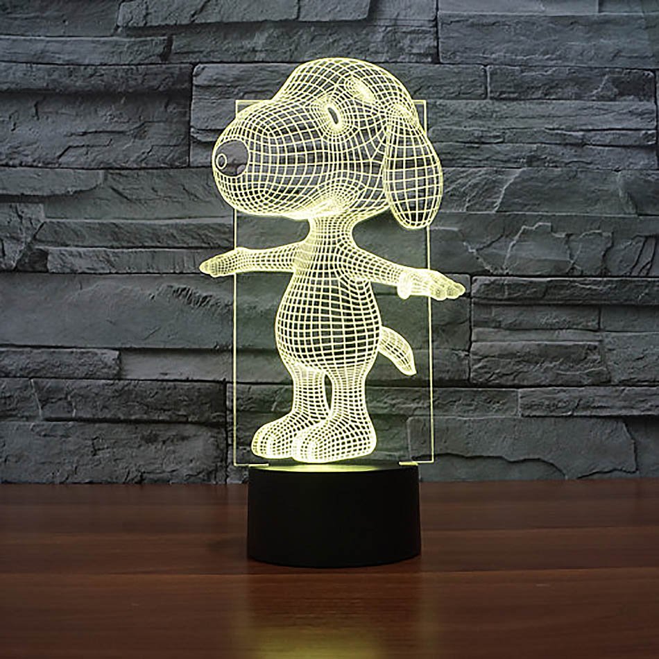 Snoopy 3D LED Light Lamp Tabletop Decor 7 Colors -NEW Peanuts Cartoon ...