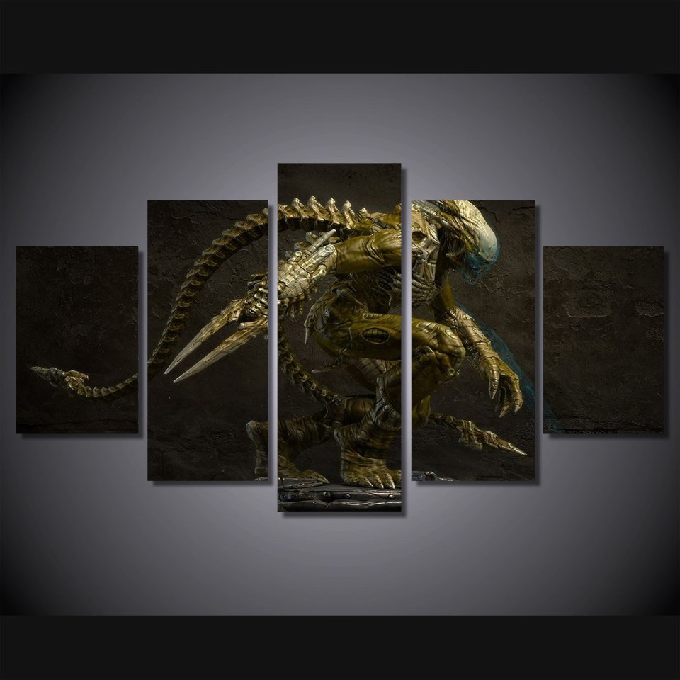 Aliens Alien Movie 5pc Wall Decor Framed Oil Painting HD Horror