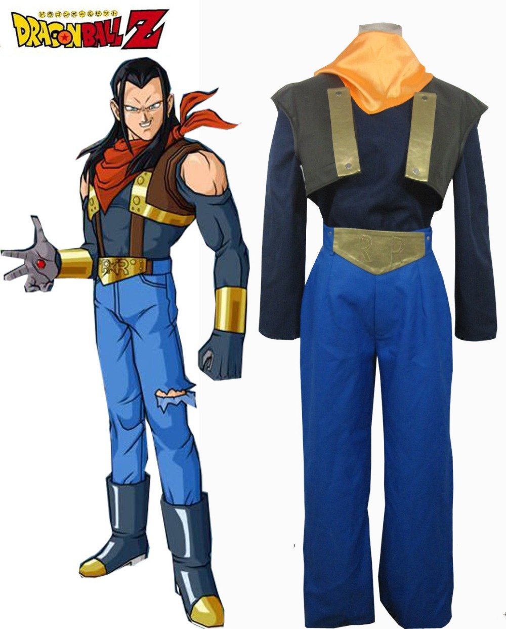 Dragon ball Z Super Android No.17 Anime Cosplay Costume Halloween