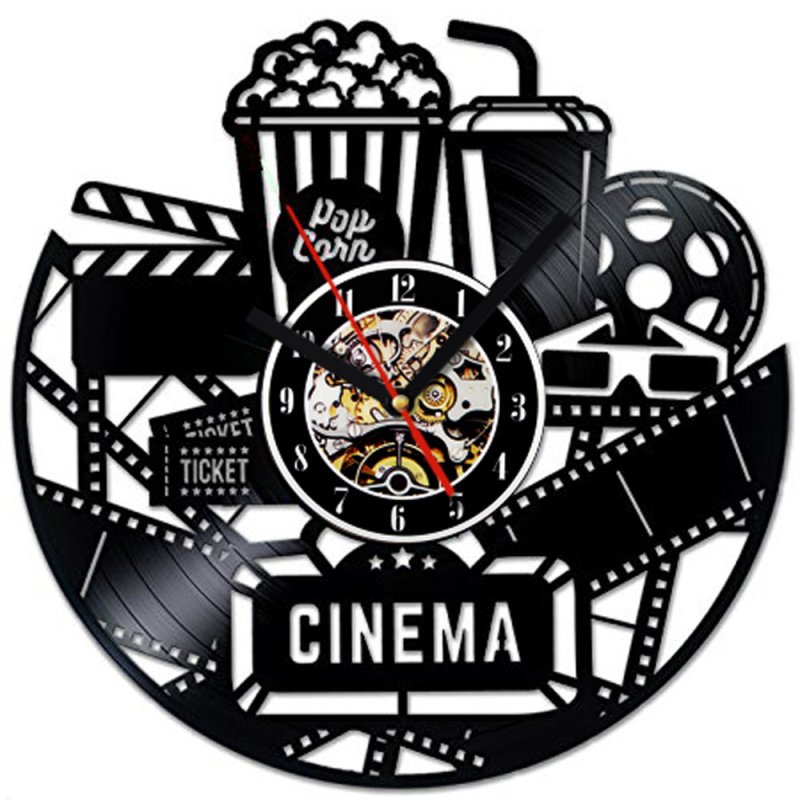 Hollywood cinema Movie theater vinyl record theme wall clock Vintage Decor
