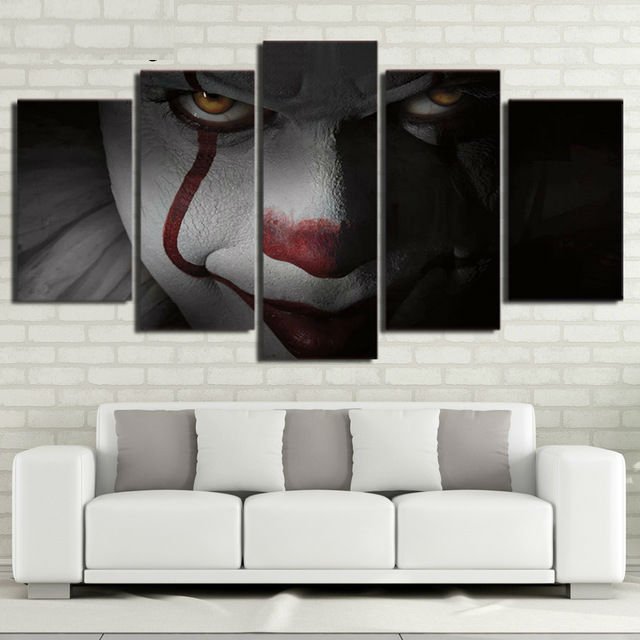 Pennywise IT Clown Evil Horror Canvas HD Wall Decor 5PC Framed oil ...