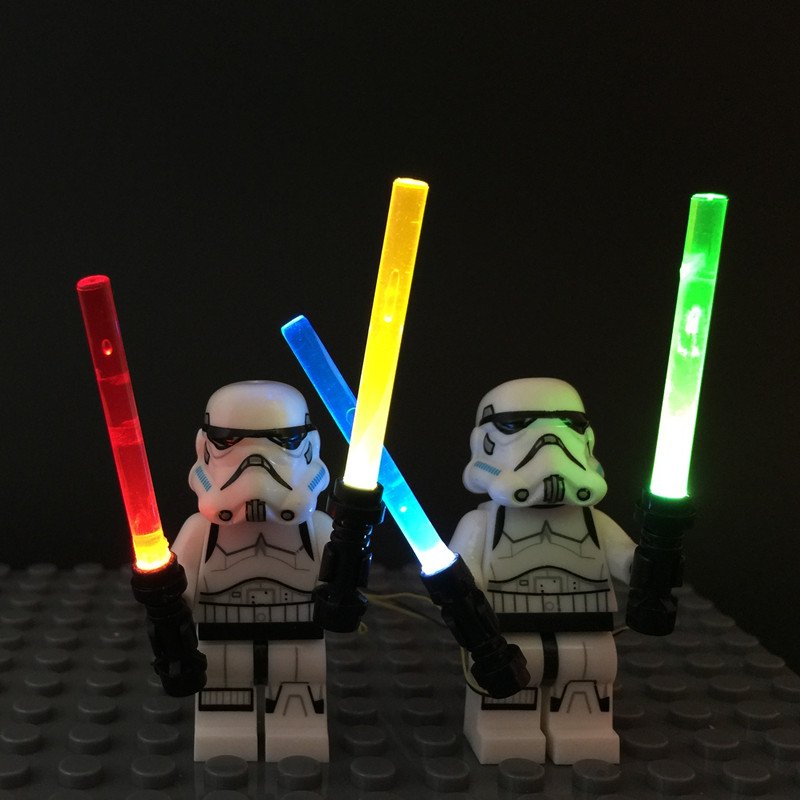 Star Wars LED light saber 4pc kit set for lego minifigures USB for star ...