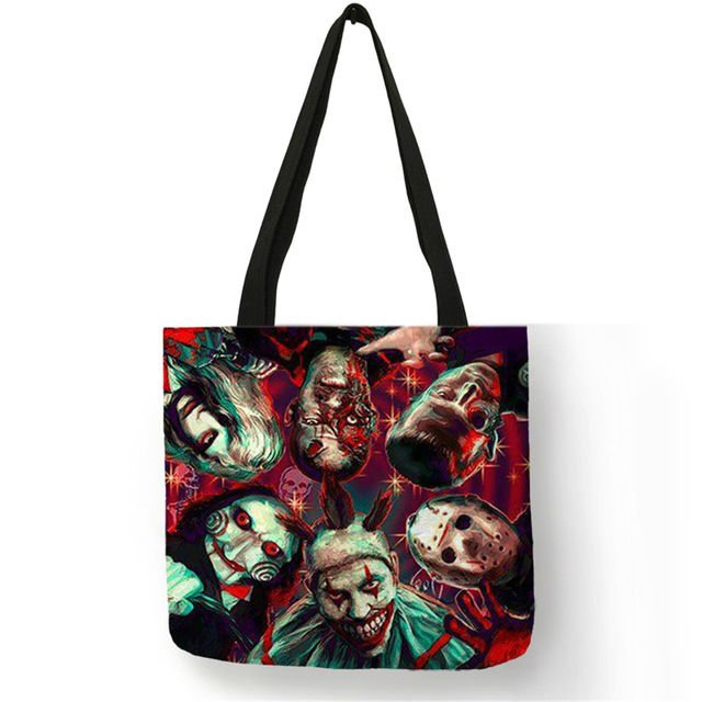 Creepy Horror Movie Characters Fashion Storage Tote Bag Jason Saw AHS
