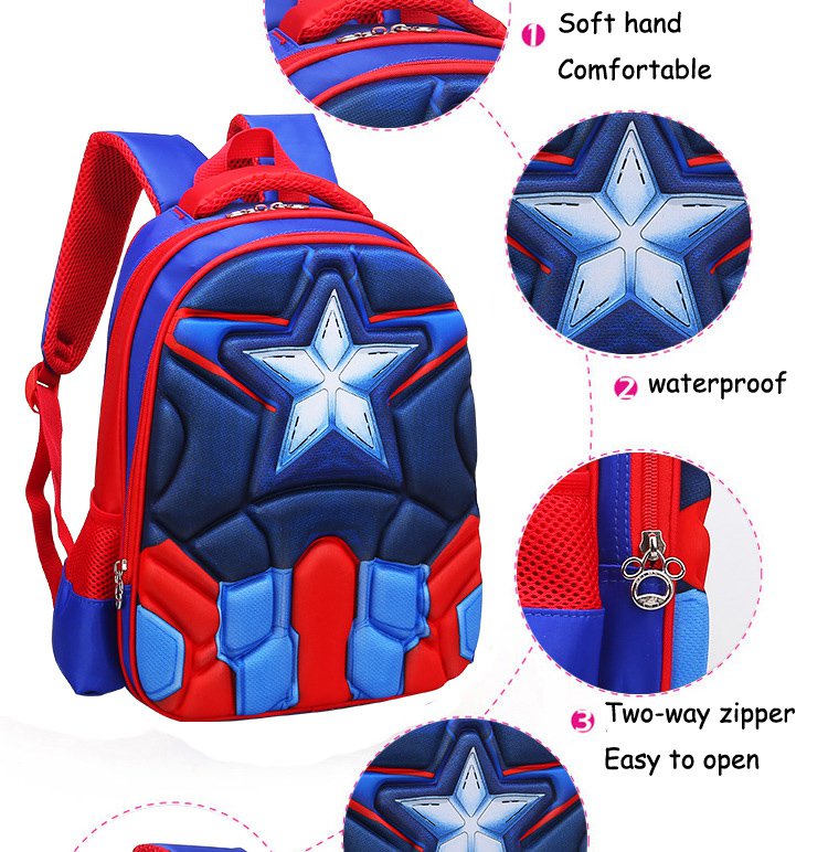 Captain America Character Superhero Technic Design Backpack School Bag L