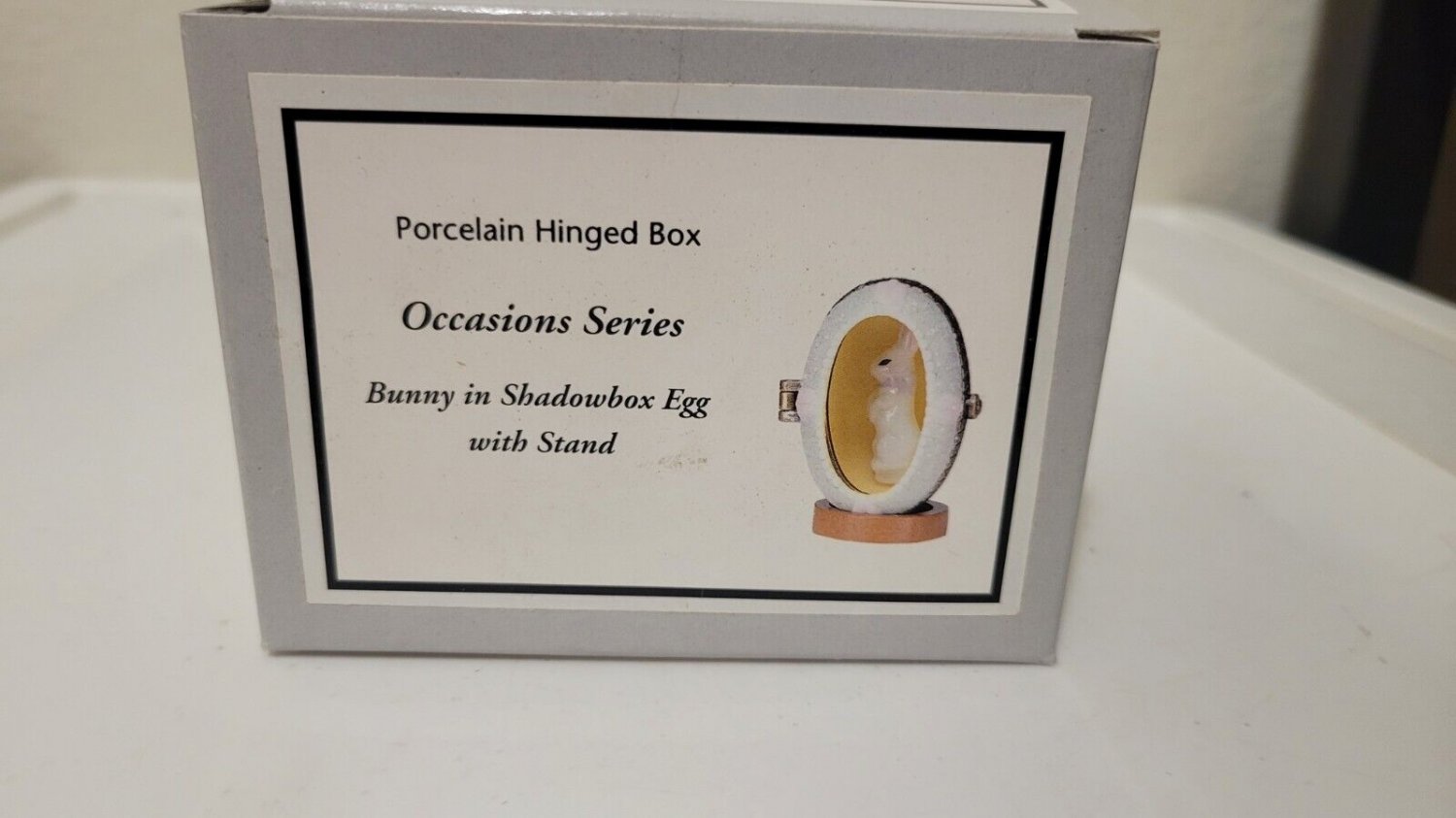 Hinged Box PHB collection porcelain Bunny in shadowbox egg Midwest vintage