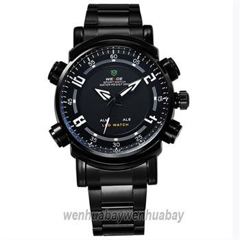 WEIDE Water Resist Analog LED Stainless Steel Sport Wrist Quartz Watch ...