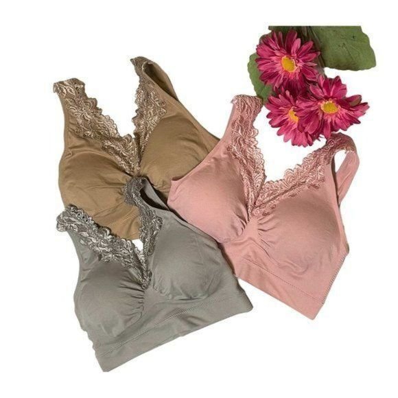 Rhonda Shear Lace-Trim Ahh Bra with Removable Pads 3 Pack X LARGE