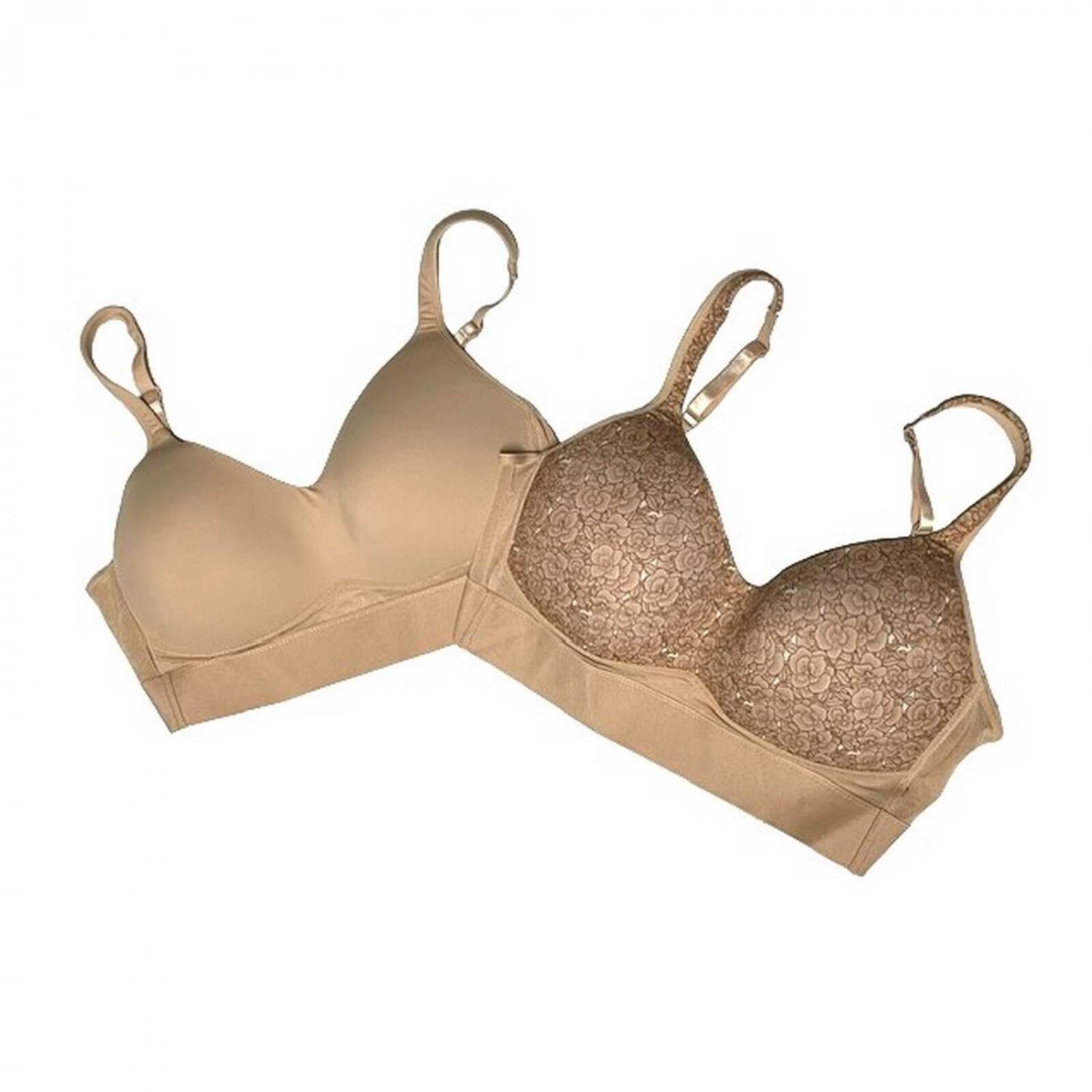 Rhonda Shear Molded Cup Bra with Cross Back Mesh Detail 2 Pack LARGE