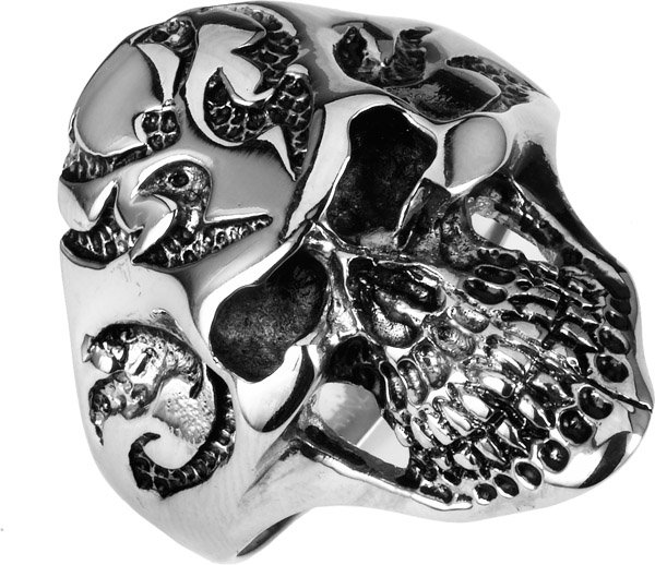 Stainless Steel Smiling Skulls Ring Size12 (SSR13)