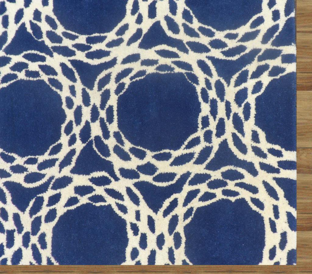 Arabesque Scroll Blue 4' x 6' Handmade 100% Wool Area Rug 2000-Now and ...