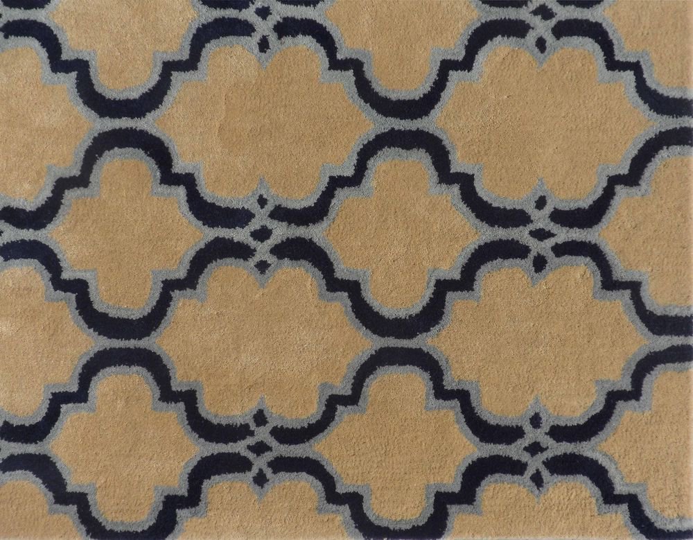 Moroccan Scroll Tile Taupe 8' x 10' Handmade Persian Style Woolen Area Rug
