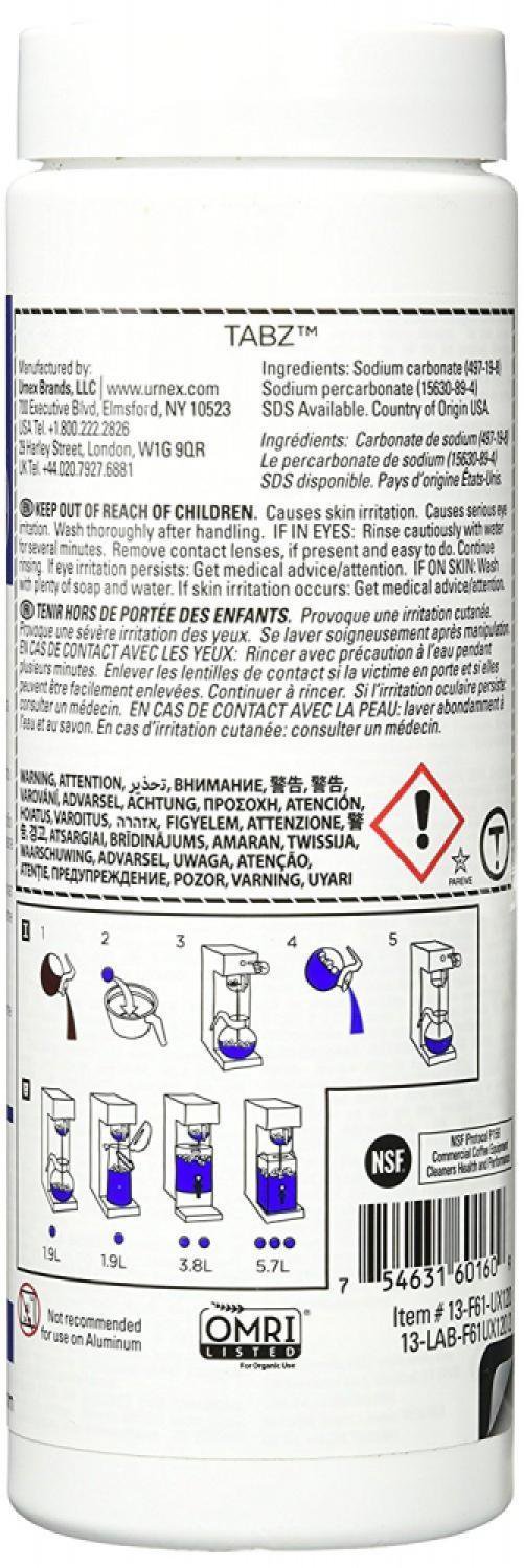 120 Urnex Tabz Coffee Pot Brewer / URN Cleaning Tablets FAST US SHIPPER!!