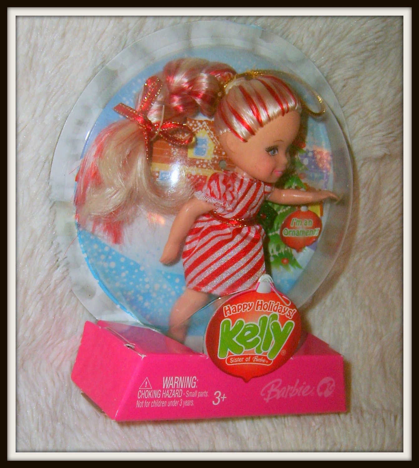Barbie/Kelly Happy Holidays Kelly Candy Cane Doll Ornament 2007 NIP