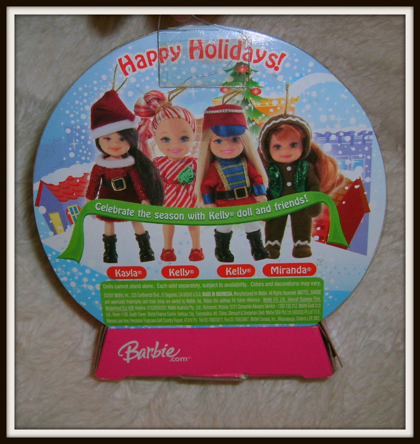 Barbie/Kelly Happy Holidays Kelly Candy Cane Doll Ornament 2007 NIP