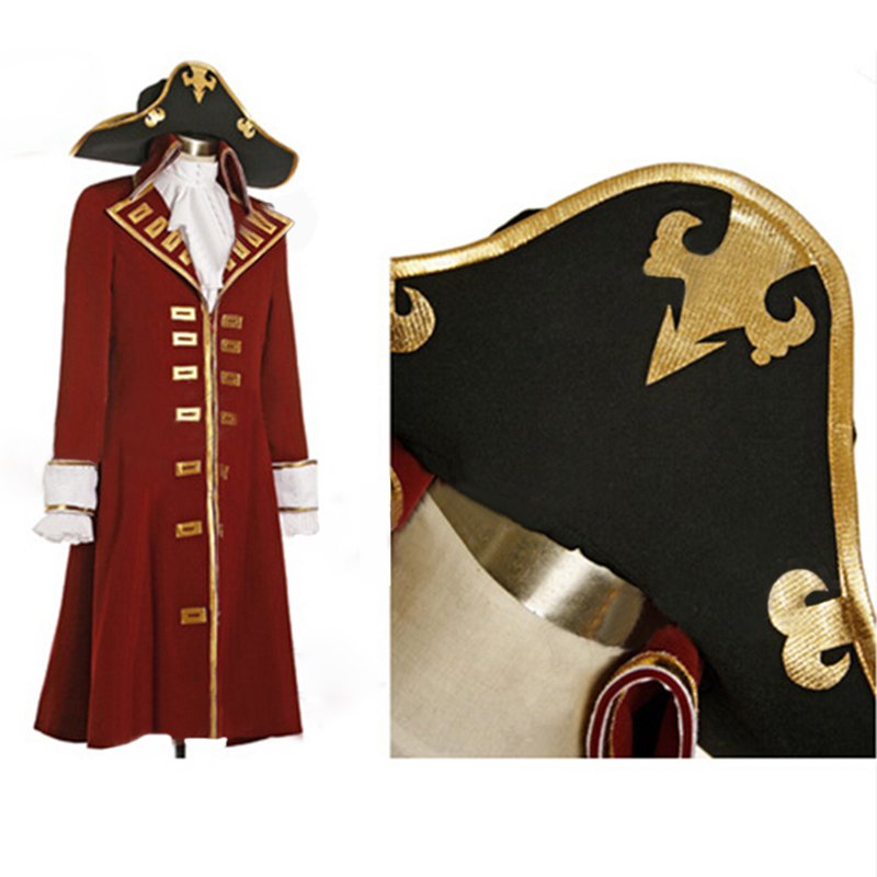 Cosplaydiy Men's Outfit Pirate Captain Scarlet/Black Heart Trench ...