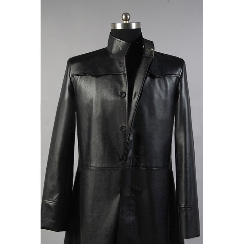 Cosplaydiy Men's Outfit The Matrix Neo Long Black Leather Coat Cosplay ...