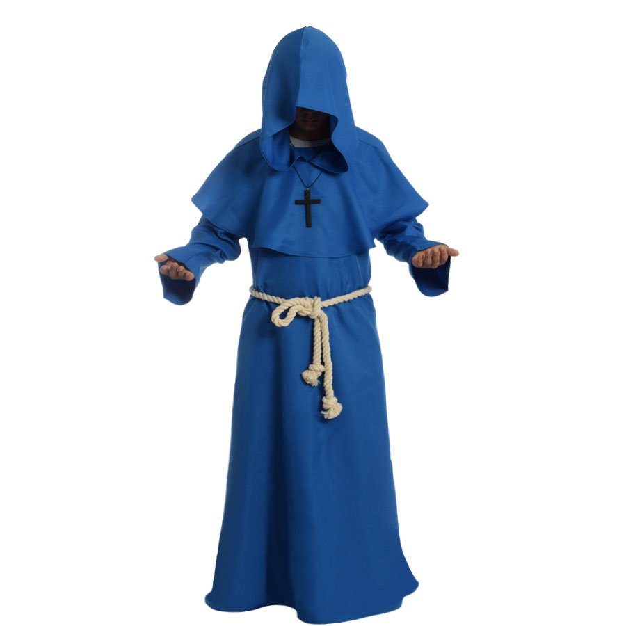 Cosplaydiy Men's Friar Medieval Cloak Hooded Monk Cowl Renaissance ...