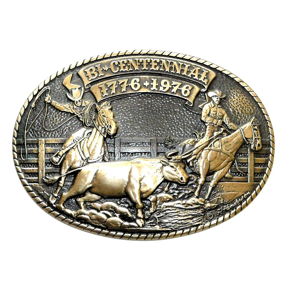 SOLD American Cowboy Tony Lama Team Roper Limited Edition Brass Belt Buckle