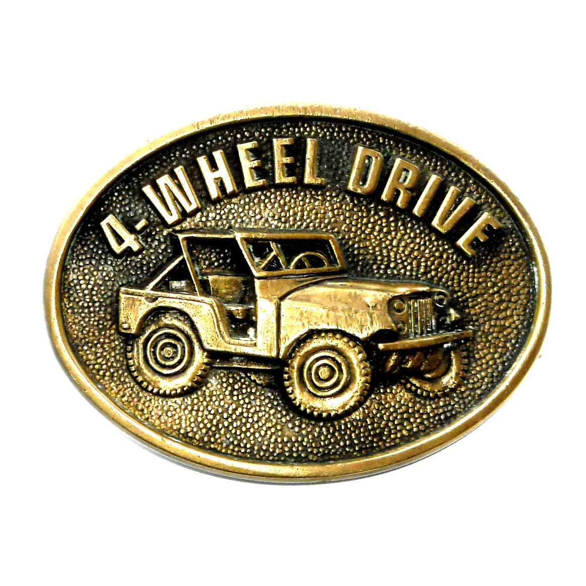Willys Jeep Four Wheel Drive BTS Brass Vintage Belt Buckle