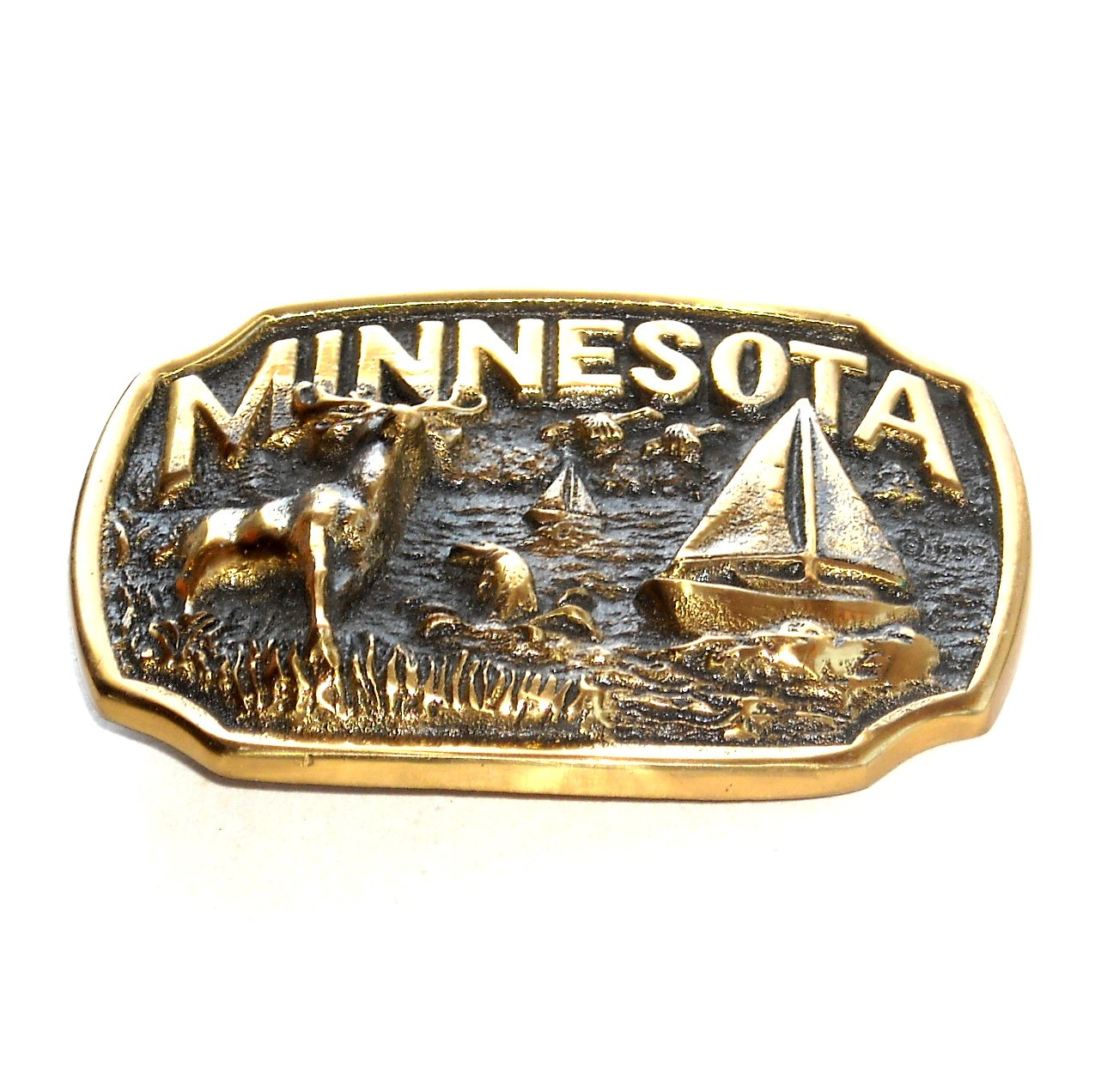 Minnesota Heritage Mint Solid Brass Vintage Belt Buckle